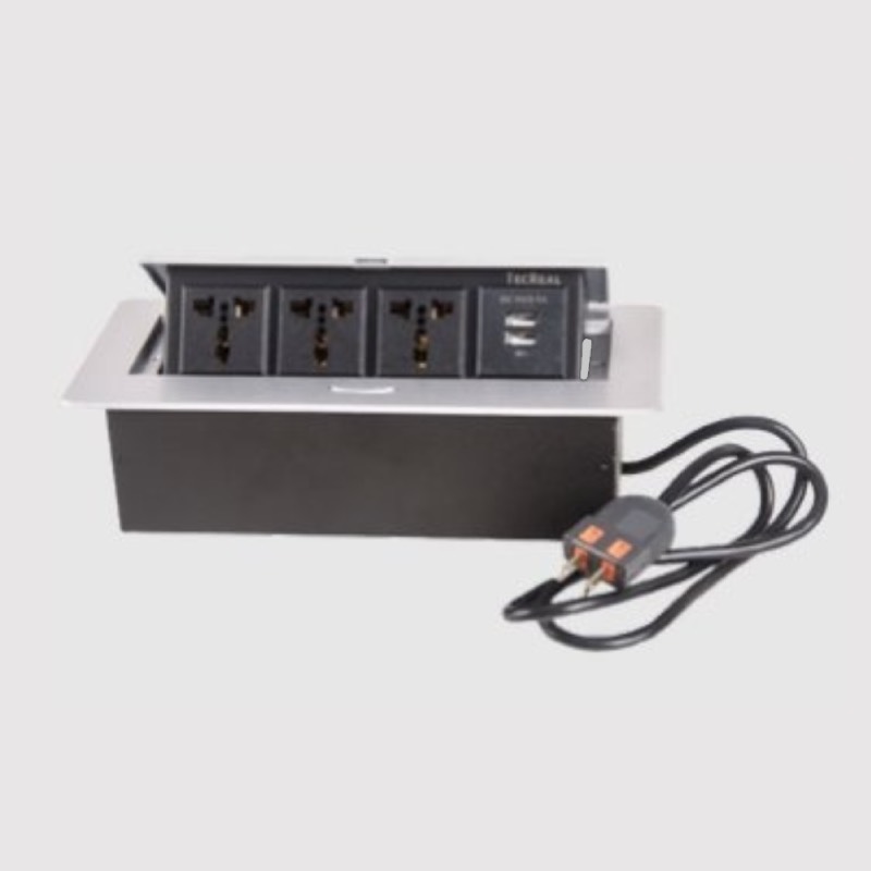 Tomacorriente de Mesa 3tomas + 2*USB - Ferrekasa